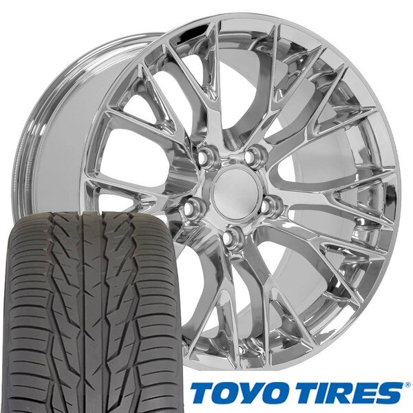 Corvette Rims and Tires CV22 17x9.5 Chrome Corvette C7 Z06 Wheels and ...
