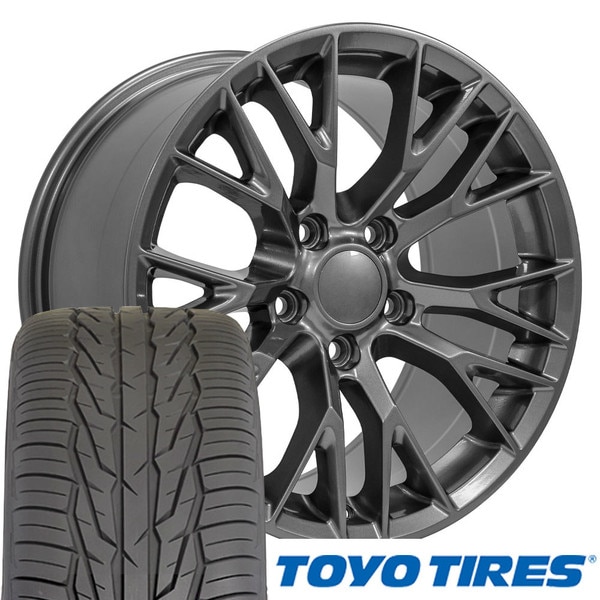 Corvette Rims and Tires CV22 17x9.5 Gunmetal Corvette C7 Z06 Wheels and ...