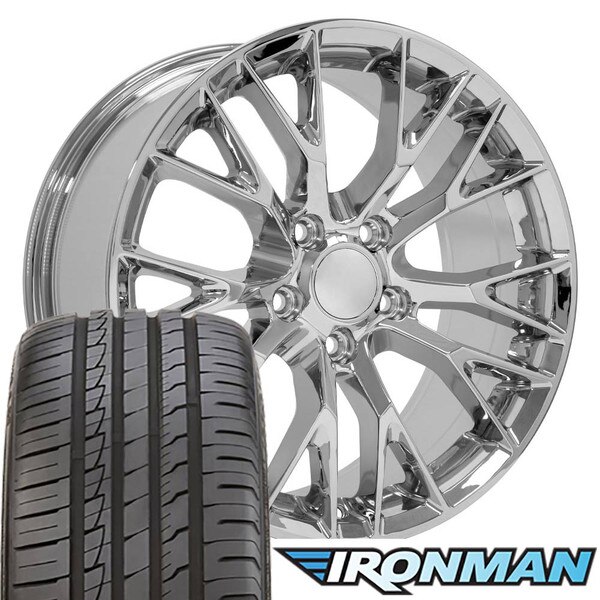 Corvette Rims and Tires CV22B 18x8.5 Chrome Corvette C7 Z06 Wheels and ...