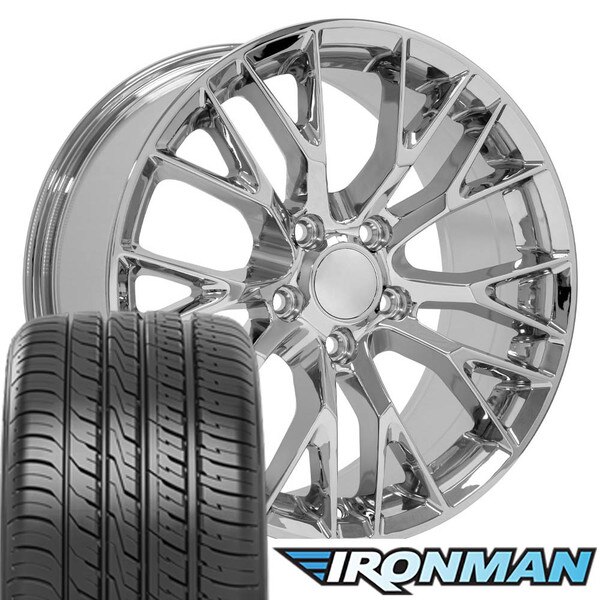 CV22B Fits 18x85 Corvette C7 Z06 Wheels Ironman Gen3 Tires Chrome Wheel