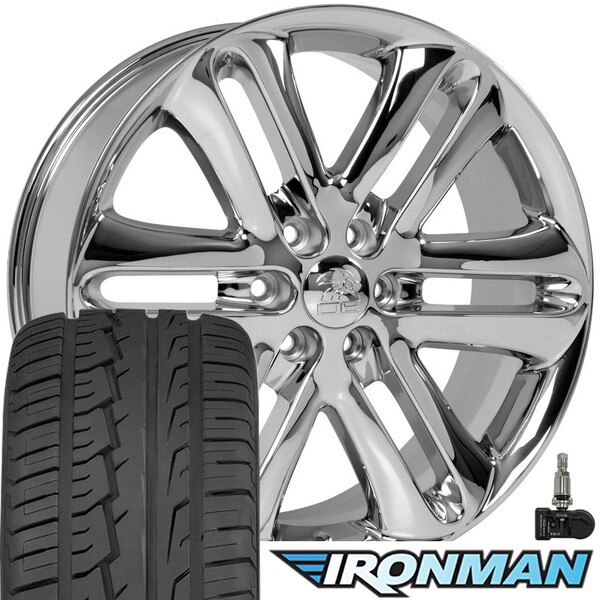 Ford F150 Rims TPMS and Tires FR76 22x9 Chrome F-150 Wheels Ironman